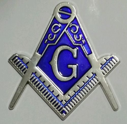 Masonic cut-out car emblem in silver and blue – Mason Square Market