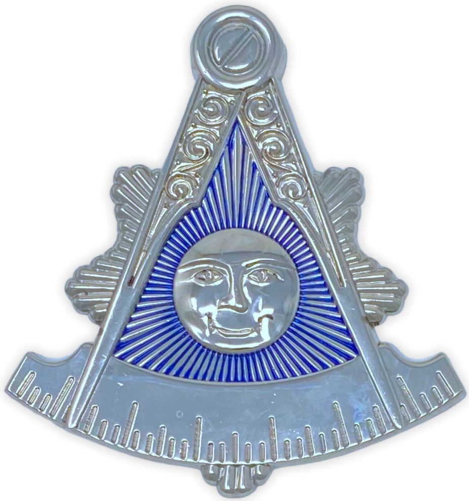 Past Master Cut-Out Car Emblem in Silver and Blue – Mason Square Market